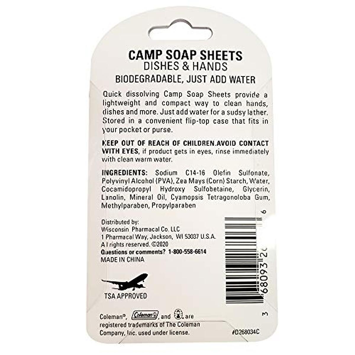 Coleman Camp Soap Sheets, Travel Soap Sheets - 50 count