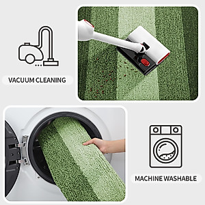 Kitinjoy Indoor Outdoor Door Mat, 32x20 Non-Slip Absorbent Dirt Trapper, Low-Profile Washable Inside Entrance Front Floor Mat, Sturdy Soft Entry Doormats for Entryway, Green