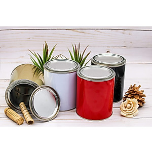 BLYSK Empty Metal Quart Paint Cans with Lids Paint Storage Containers Unlined Multipurpose for Art, Crafts DIY Free Can Open, Marker & Labels (8 White)