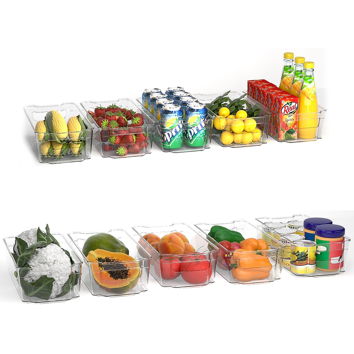 Utopia Home Pantry Organizer - Set of 10 Refrigerator Organizer Bins - Fridge Organizer for Freezers, Kitchen Countertops and Cabinets - BPA Free (Clear)