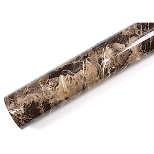 ROSEROSA Peel and Stick PVC Marble Self-Adhesive Wallpaper Covering Counter Top Shelf Liner Emperador (PGS4020 : 2.00 Feet X 6.56 Feet)