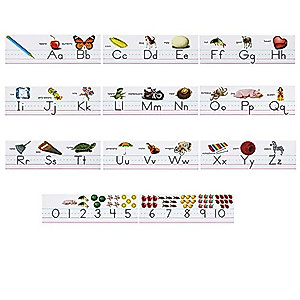 AUONY Alphabet Bulletin Board Set, Alphabet Banner Number Banner Alphabet Wall Classroom Decorations Bulletin Board Border for Playroom Bedroom Nursery Room Decorations, 11 Sheets