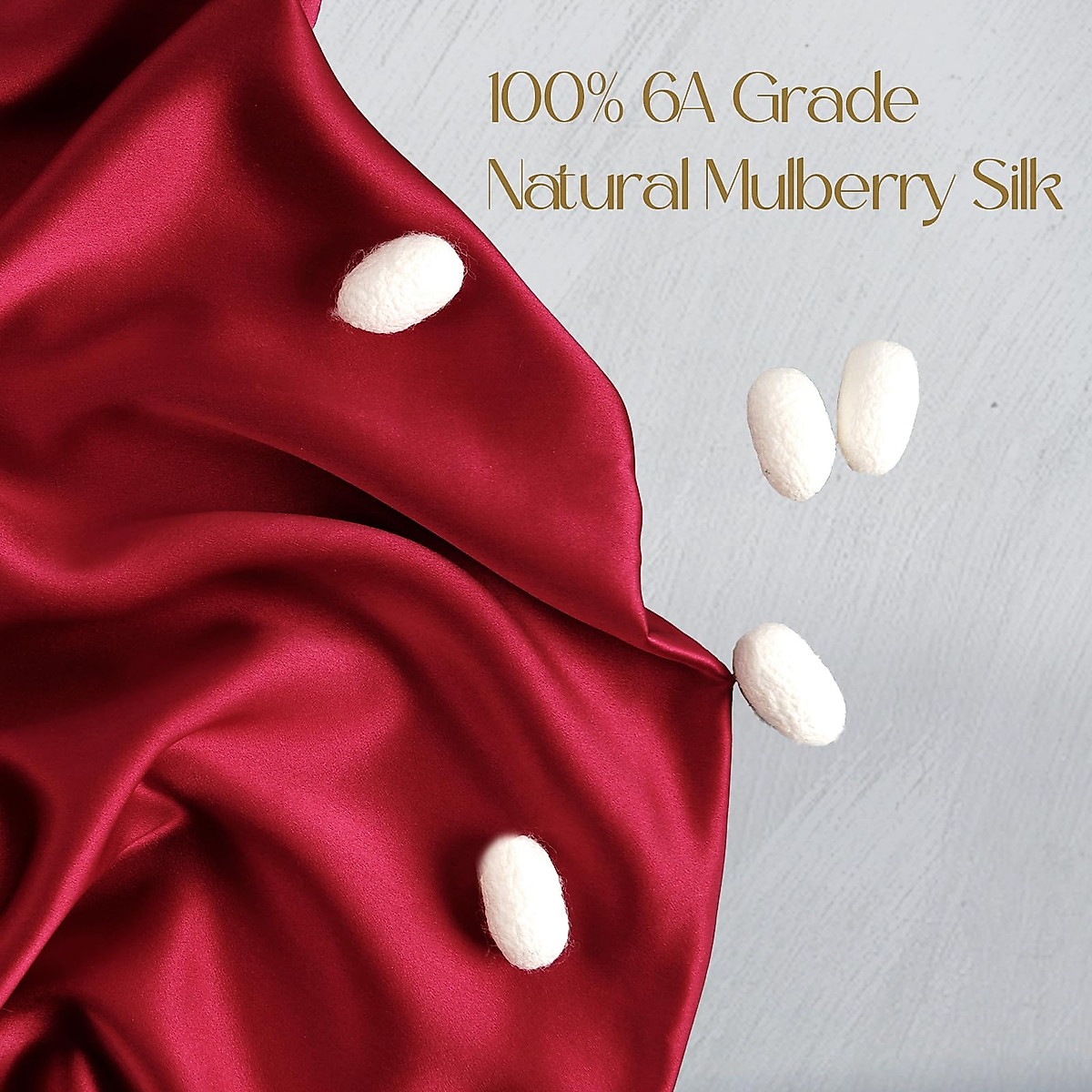 ZIMASILK 100% Pure Mulberry Silk Pillowcase for Hair and Skin Health,Soft and Smooth,Both Sides Premium Grade 6A Silk,600 Thread Count,with Hidden Zipper,1pc(Standard 20''x26'',Burgundy)