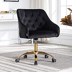 HomSof Home Office Desk Chair Modern Velvet Office Computer Chair Height Adjustable Mid-Back Task Chair