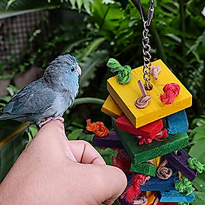 GATMAHE Chewing Toys for Small Bird Canaries, Parrotlets, Parakeets, Budgies, Cockatiels, Conures, Finches Wooden Block Toys for Climbing, Chewing, Unraveling and Preening (Size-S)