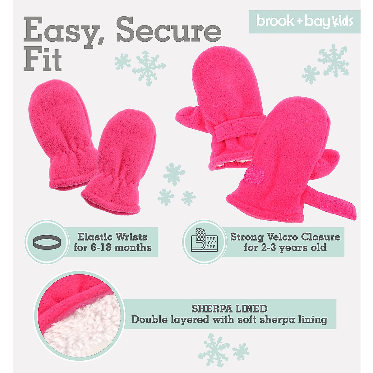 Brook + Bay Toddler Hat & Glove Set - Toddler Mittens & Winter Hat - Baby Fleece Hat for Infant Kids Set 2-3 years old - Pink