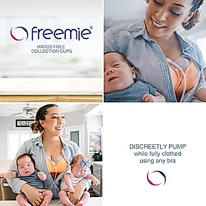 Freemie Hands-Free and Discreet Breast Milk Collection Cup Set | Pump with Your Clothes On Anywhere, Anytime | Sizes 25mm and 28mm Flanges Included | Holds Up to 8oz | Pump Not Included