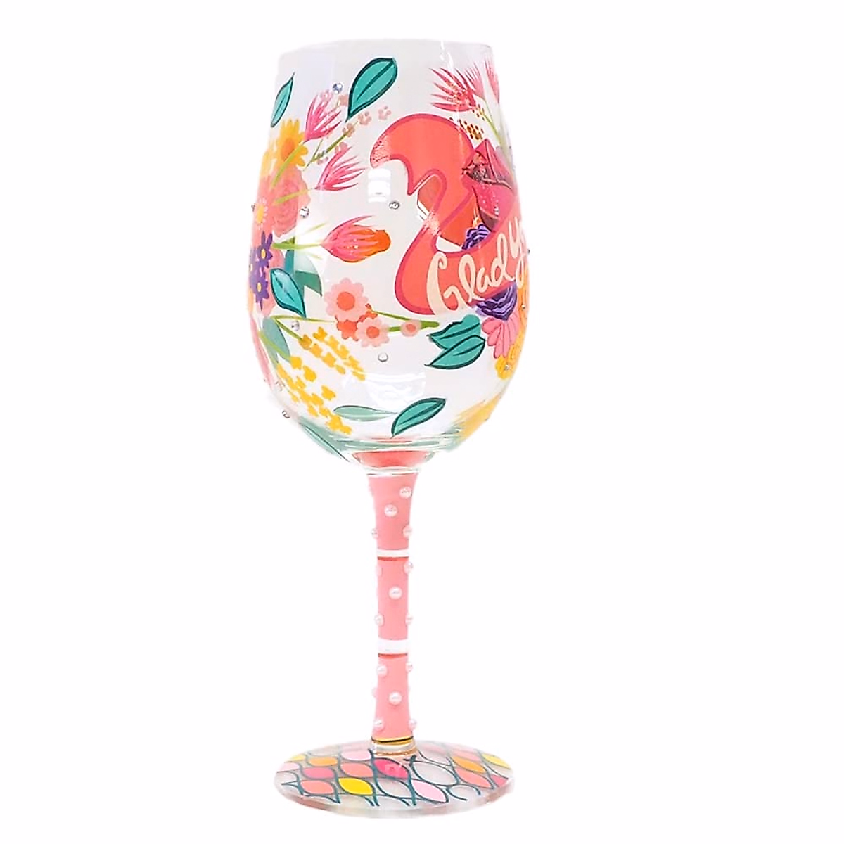 Enesco Designs by Lolita Glad You're My Mom Hand-Painted Artisan Wine Glass, 15 Ounce, Multicolor