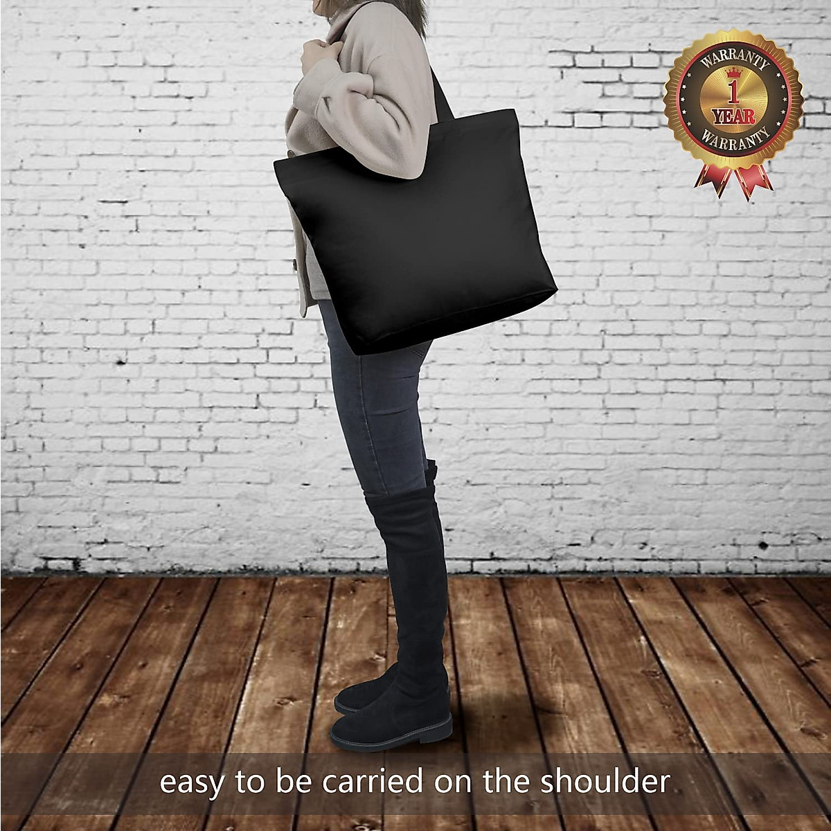 TOPDesign 2-Pack Canvas Tote Bags with Magnetic Snap, Reusable Grocery Shopping Bags, DIY Your Creative Designs