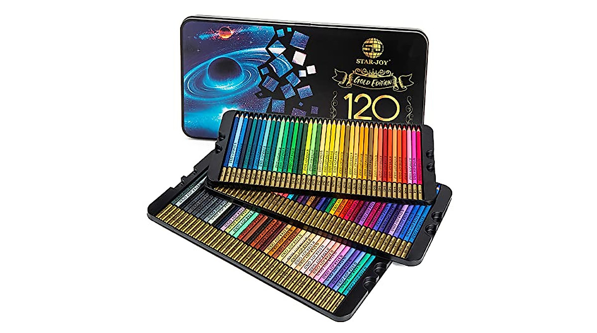 SJ STAR-JOY Gold Edition 120 Colored Pencils for Artists
