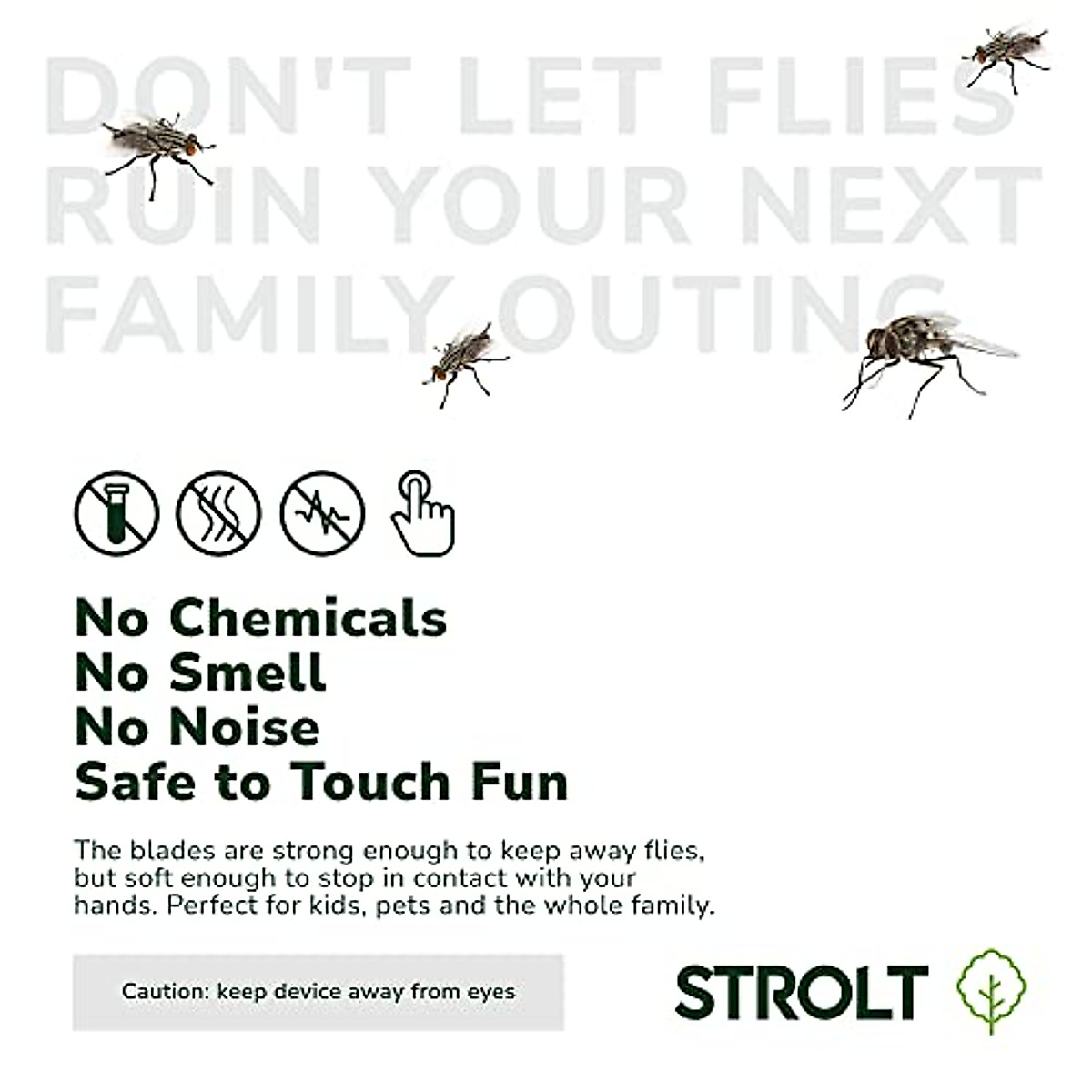 Fly Fan Repeller Strolt 3 pcs, Fly Fan for Outdoor and Indoor, Mechanical Fan for Repelling Flies and Insects