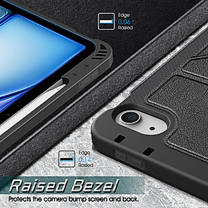 FINTIE CaseBot Magnetic Stand Case for iPad Air 11-inch M2 (2024), iPad Air 5th / 4th Generation (2022/2020) 10.9 Inch - Multiple Angles Shockproof TPU Cover with Pencil Holder - Black