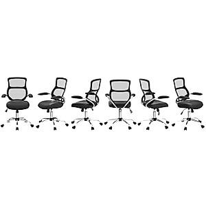 CLATINA Office Computer Desk Chair，Ergonomic High Back Mesh Rolling Work Swivel Task Chairs with Wheels and Arms for Home Bedroom Study Dorm Student Adults (Black) Set of 4