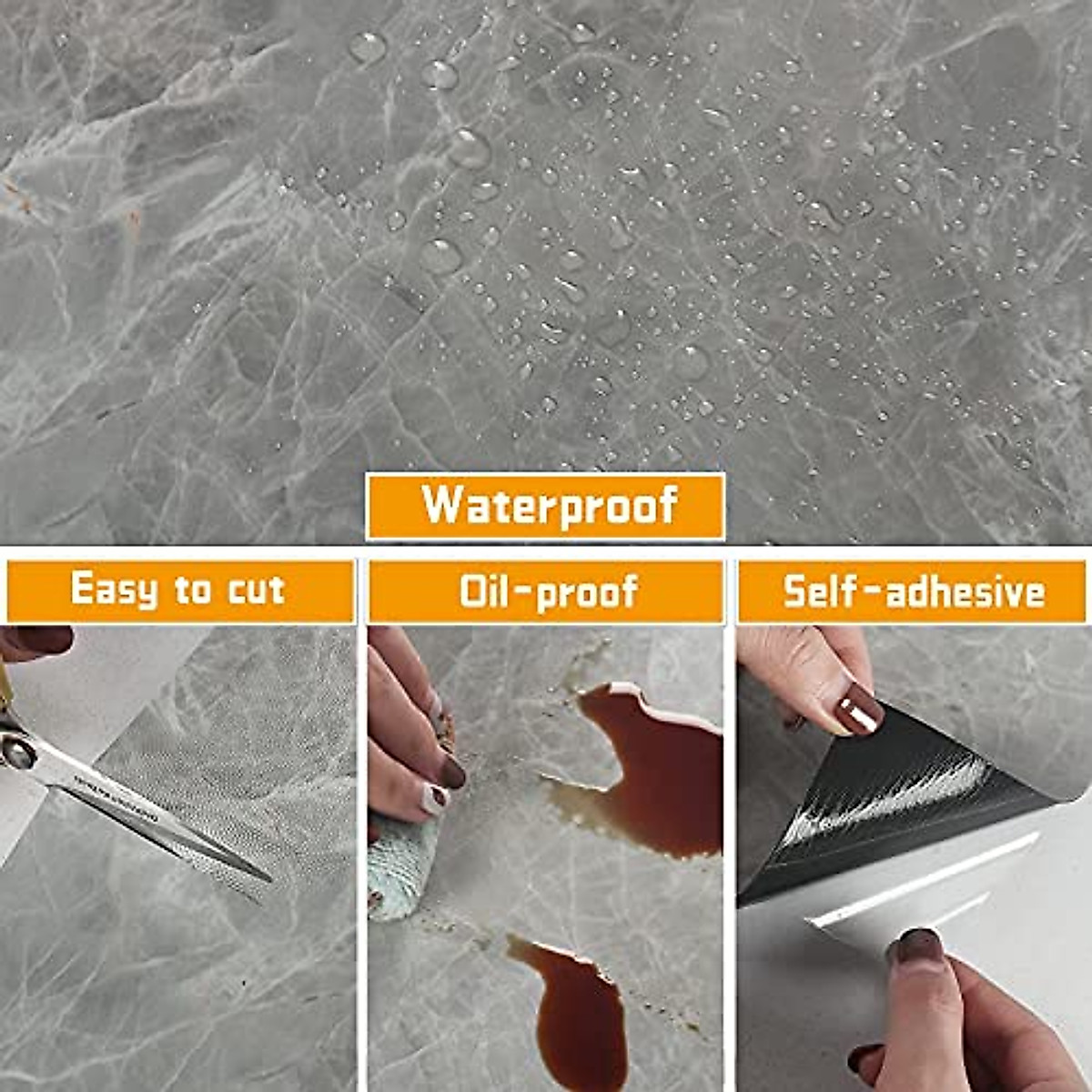 CHICHOME 16-Pack 12x12 Inch Grey Peel and Stick Floor Tile Bathroom Waterproof Marble Vinyl Flooring Tiles Self Adhesive Removable Kitchen Stick Floor Tiles Decorative for Bedroom Basement Floor