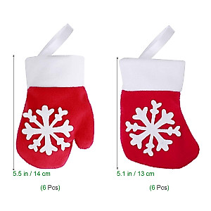 Hemoton 12PCS Christmas Cutlery Holders Premium Fabric Fork Knife Bags Durable Glove and Sock Table Decorations 5.3”X4”