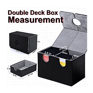 Scimi Large Premium Double Deck Case Box for 200+ Sleeved Cards Case Large Twin Flip Deck Case with Dice Tray Fits MTG/TCG/CCG (Black)