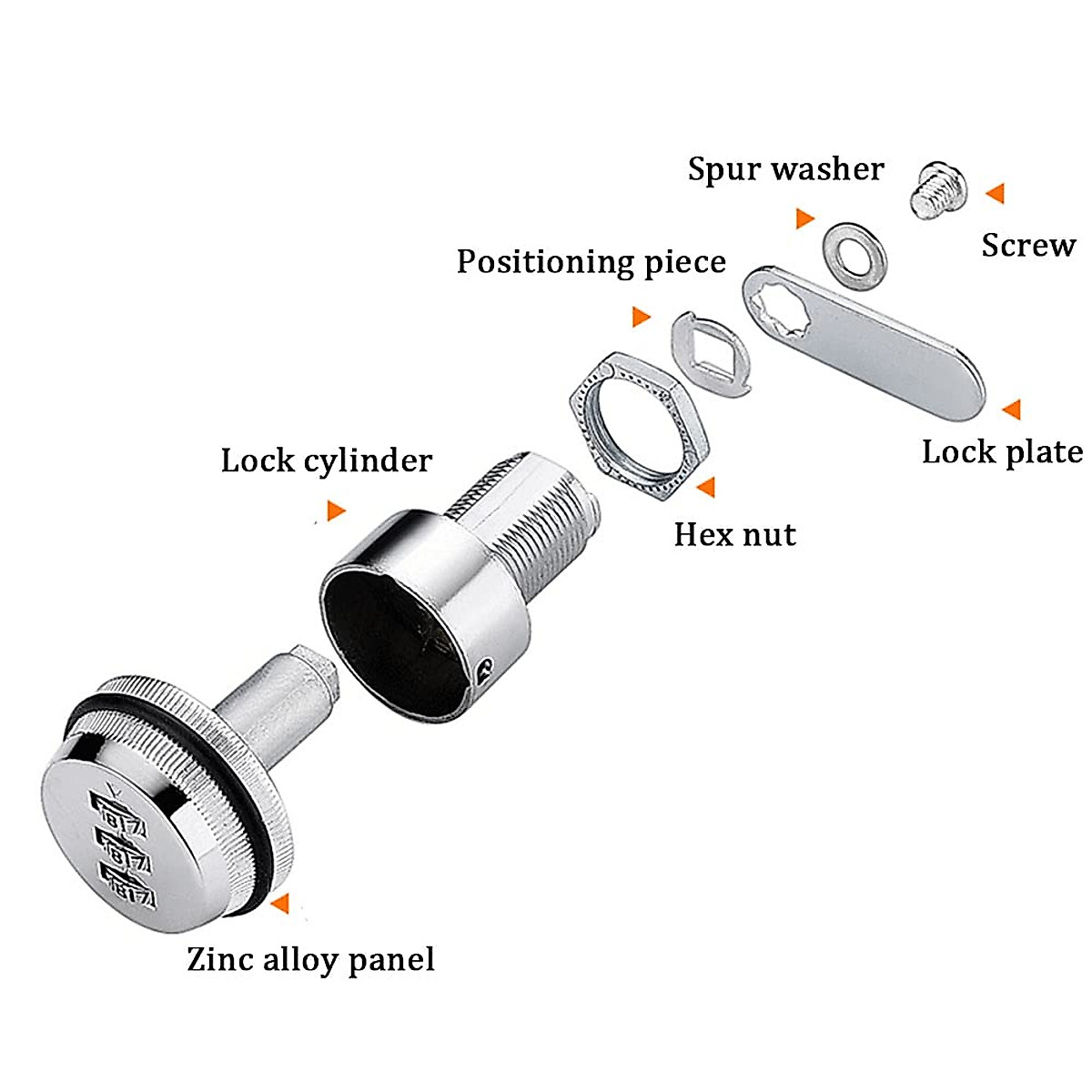 Spotact 3 Pcs Combination Cam Lock Security Locks Bright Chrome Zinc Alloy Password Coded Lock for Box Cabinet (9/8")