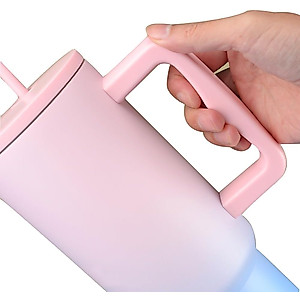 40 oz Tumbler with Handle and Straw & 6PCS Cup Accessories for 40 oz Cup - Vacuum Insulated Stainless Steel Double Wall Water Bottle Travel Coffee Mug - Holiday Gifts for Women Men (Bubble)