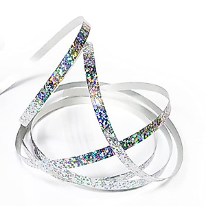 CT CRAFT LLC Poly Holographic Curling Ribbon Shiny Balloon Roll 5mm x 500m x 1R – Silver for Gift Box Wrapping Florist Flowers, Party Birthday Decorations, Festival Art Craft, Christmas Decor