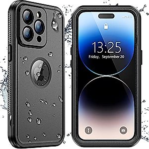 SPIDERCASE for iPhone 14 Pro Max Case, Waterproof Built-in【9H Tempered Glass】 Screen & Camera Lens Protector【12FT Military Shockproof】 IP68 Water Resistance Full-Body Heavy Duty Rugged Case, Black
