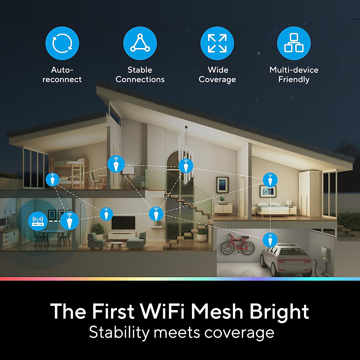 U-tec Smart Light Bulbs, 1100 Lumen, 90+CRI WiFi Mesh & Bluetooth Color Changing A19 Light Bulb, 16 Million DIY Colors RGB Light Bulbs, Work with Alexa, Google Assistant Home App, 2 Pack