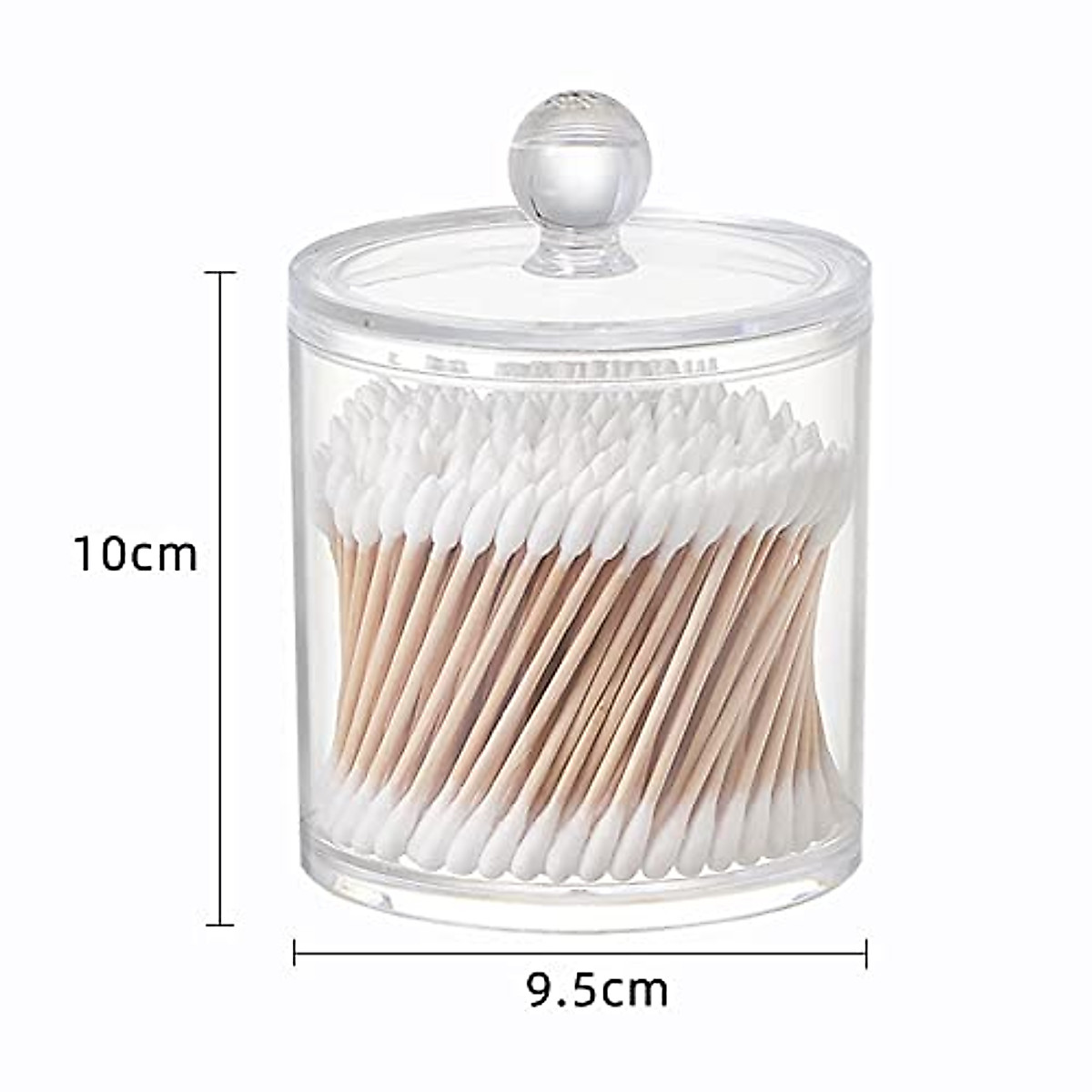 CLEAMAISONN Cotton Bud Holder 10 Oz Bathroom Jars with Lids for Cotton Ball Swab Pad Cotton Pad Holder (1pcs)