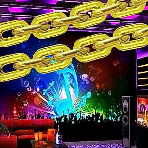 Virtue morals 32 Pcs 16 inch Foil Chain Balloons, Jumbo Chain Balloons for 80s 90s Party Decorations Giant Balloon Chain Balloons Gold