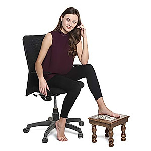 SAVON Wooden Step Stool Small Footstool footrest Table White Flowers