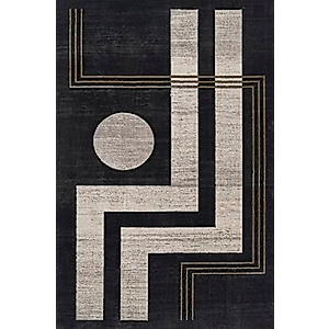 Momeni Edition Geometric Polyester Charcoal Area Rug, 7'9" x 9'10" Sized Rug for Living Room, Bedroom, Dining Room, and Kitchen