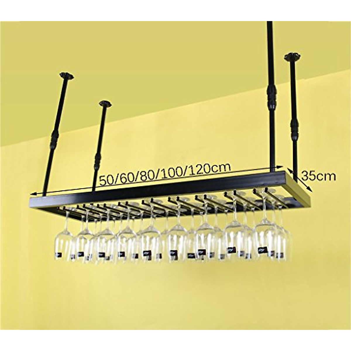 Wine Racks Metal Wine Glass Rack,Glassware Rack Wine Rack,Glassware Wine Rack、Shelf Wine Glass Holder,Wine Glass Rack, Champagne Glass Rack、 (Color : Black, Size : 50 * 35cm)