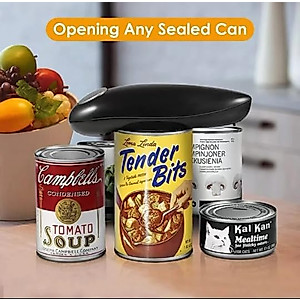 Electric Can Opener One-Touch Start Controlled Can Opener Smooth Edge,Electric Can Openers For Seniors, Arthritis, Electric Can Openers For Kitchen Food-Safe And Sturdy(Black)