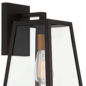 John Timberland Arrington Rustic Industrial Farmhouse Outdoor Wall Light Fixture Mystic Black 13" Clear Glass for Exterior Barn Deck House Porch Yard Patio Outside Garage Front Door Garden Home