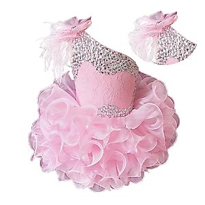 Jenniferwu G095 Infant Toddler Baby Newborn Little Girl's Pageant Party Birthday Dress Pink Size 9-12M