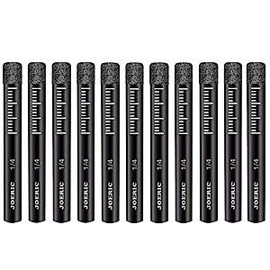 JOERIC Black 1/4" Dry Diamond Drill Bits Set, 11 PCS 6mm Diamond Core Drill Bit with Storage Bottle for Granite Marble Tile Ceramic Stone Glass Hard Materials (Not for Wood)