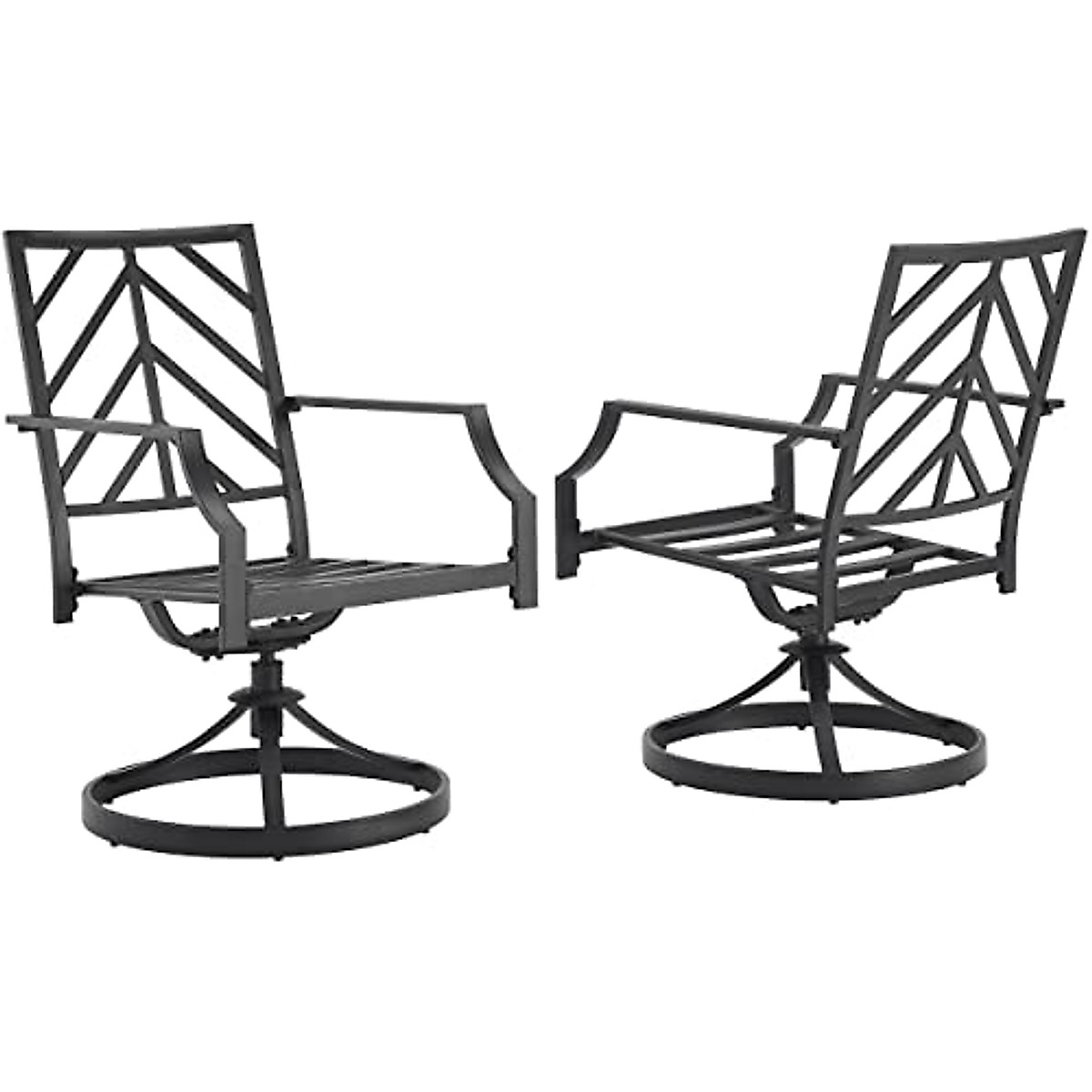 Crosley Furniture Otto 2-Piece Swivel Outdoor Chair Set, Dining Patio Chairs for Deck, Backyard, Matte Black with Gray Cushions