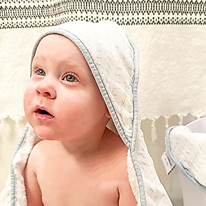 Bamboo Baby Hooded Towel and Washcloth Set, Perfect for Babies or Toddlers, Soft & Absorbent (Greenish)