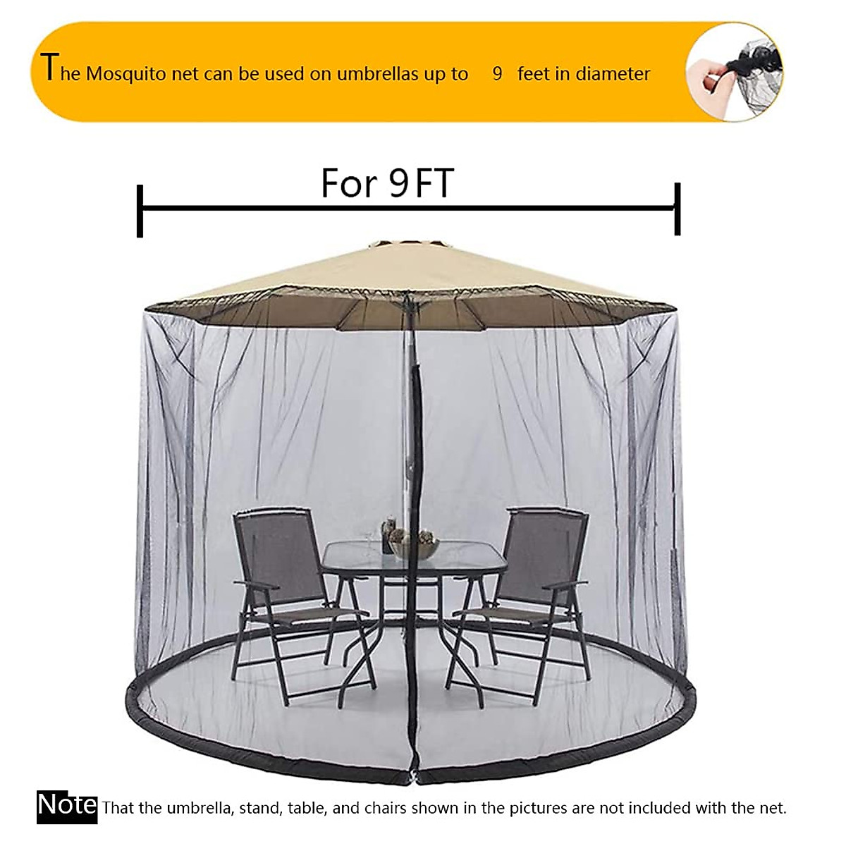 Tiimmgaal 9/10 FT Mosquito Net For Patio Umbrella Outdoors Screen Polyester Hanging Tent(Mosquito Net Only)
