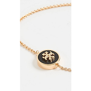 Tory Burch Women's Kira Enamel Chain Bracelet, Tory Gold/Black, One Size