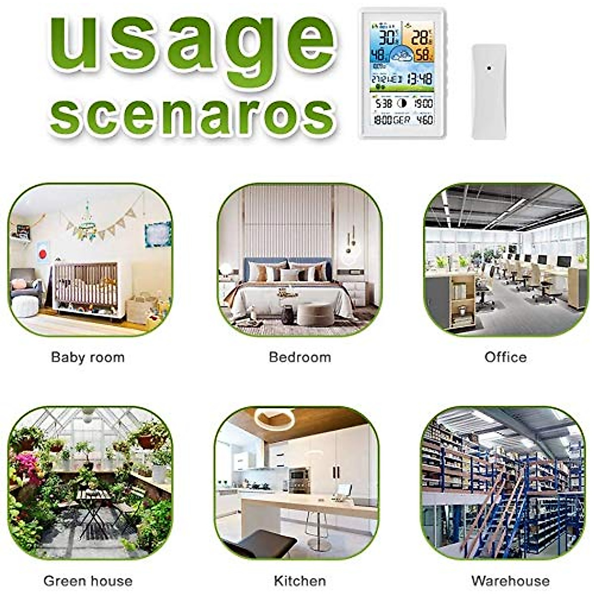 Odekai Weather Station Indoor Outdoor Thermometer,Digital Vertical Weather Forecaster with Indoor/Outdoor Temperature, Humidity, and Date and Time,Weather Station with Display and Atomic Clock