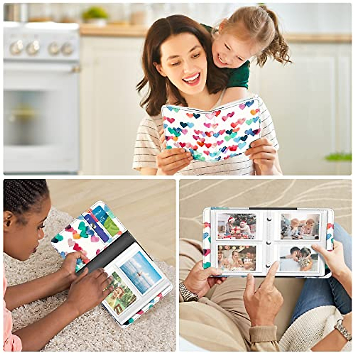 Fintie Mini Photo Album for 3-Inch Film - 104 Pockets Album for Fujifilm Instax Mini 11/12/40/EVO Instant Camera & Mini Link 2 Printer, Raining Hearts