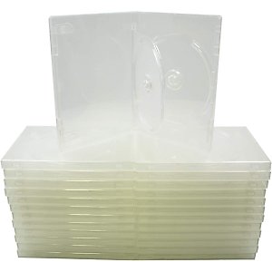 Square Deal Online - DV2R14CLWT - DVD Cases - 2 Disc - 14mm - with Hinged Tray and Wrap Around Sleeve - Clear (25-Pack)