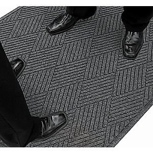 Guardian EcoGuard Diamond Indoor Wiper Floor Mat, Recycled Plactic and Rubber, 4'x6', Charcoal Black,EGDFB040604