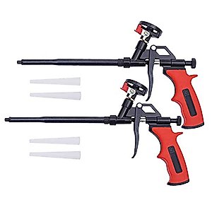 DAFEIKE Expanding Foam Gun, Upgraded Teflon Foam Dispensing Gun, Insulated Pro Foam Gun, Pu Foaming Sealant Sprayer for Caulking and Insulation, Pack of 2 Red