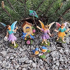 Mood Lab Fairy Garden - Playing Girls Kit of 5 pcs - Miniature Figurines & Accessories Set - Outdoor or House Decor