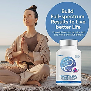 Zenlifer 120 Capsules 1400mg Red Vine Leaf Extract & Horse Chestnut Extract 100mg Supplement, Supports Healthy Skin, Leg Veins, Circulation, and Heart Health