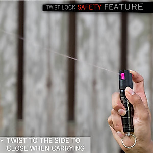 Police Magnum Compact Pepper Spray Self Defense- Strong Built-in Keychain Holder- Made in The USA- 1 Pack 3/4oz Hot Pink Twist Lock Keyring