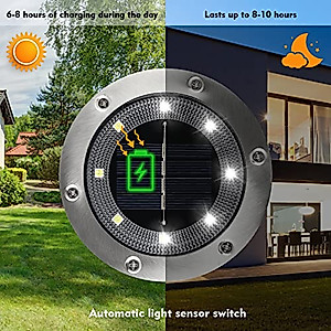 SOLARTRIP Solar Ground Lights, 2023 Newest Upgraded Outdoor Garden Waterproof Bright in-Ground Lights, Landscape Lights for Pathway,Yard,Deck,Lawn,Patio,Walkway （4 Pack - White Light）