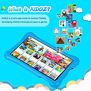AWOW Kids Tablet, 10" Tablet pc for Kids, IPS HD Display 1280x800, Kidoz Pre-Installed, Parent Control, 2GB Ram 32GB Storage, Bluetooth, Wi-Fi, Dual Cameras, Kid-Proof Case, Stylus, Color Blue