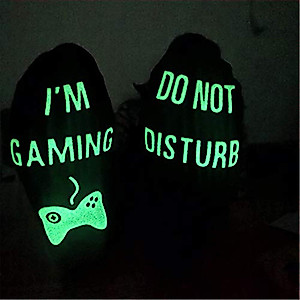 Wrahonbi Gaming Sock, Do Not Disturb I'm Gaming,Gaming Socks for Teen Boys Gamer with Glowing, Novelty Socks for Men Dad Father Women Long