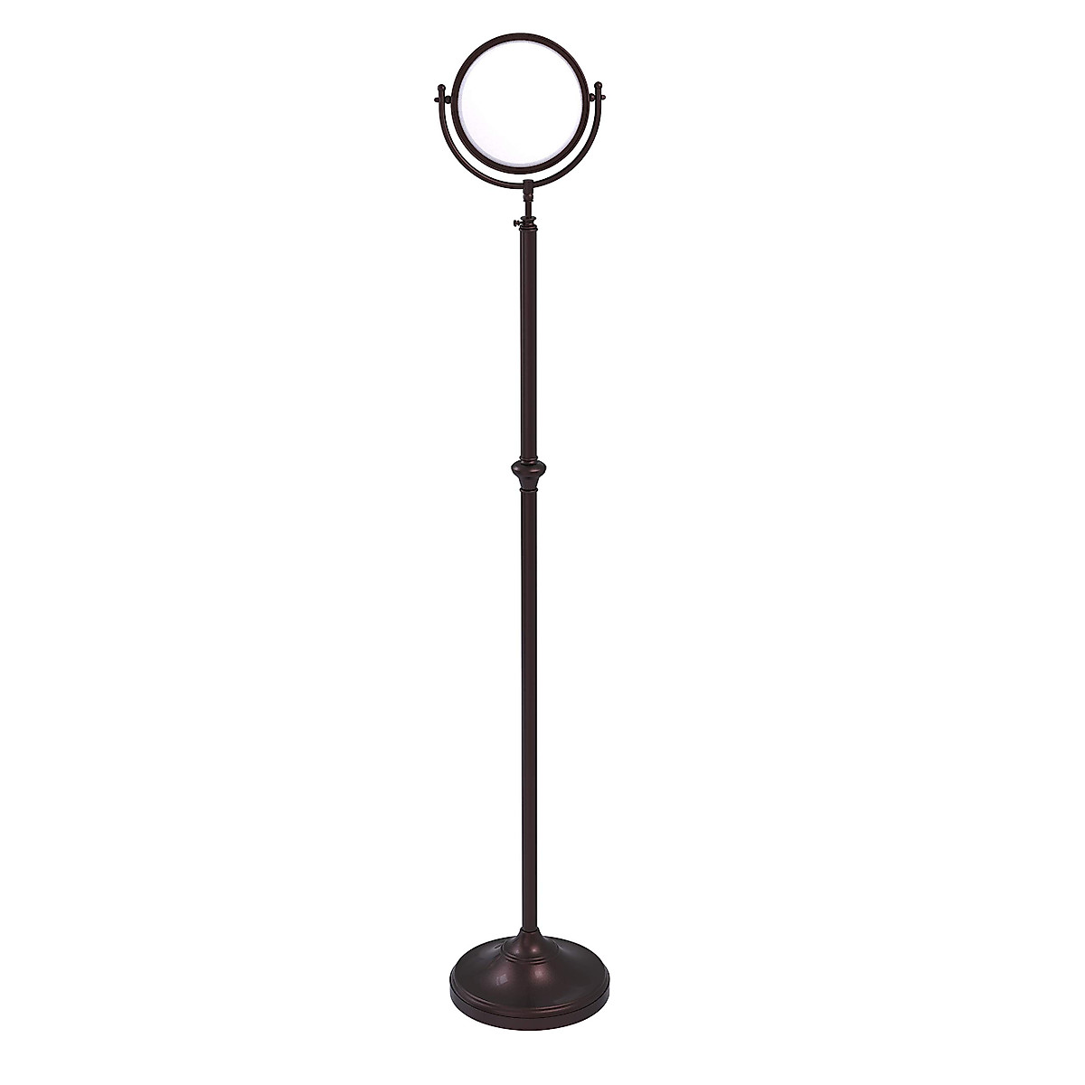 Allied Brass DMF-2/5X Adjustable Height Floor Standing 8 Inch Diameter with 5X Magnification Make-Up Mirror, Antique Bronze
